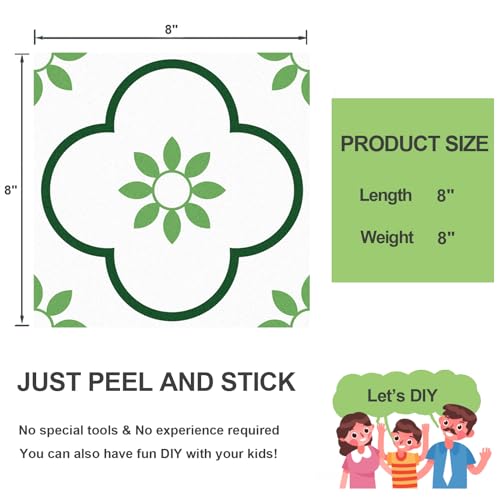 LSDECO 26 Sheets Peel & Stick Floor Tiles Vinyl Flooring 8"x8", Self-Adhesive Removable, Suitable for Wall Floor Kitchen Bathroom