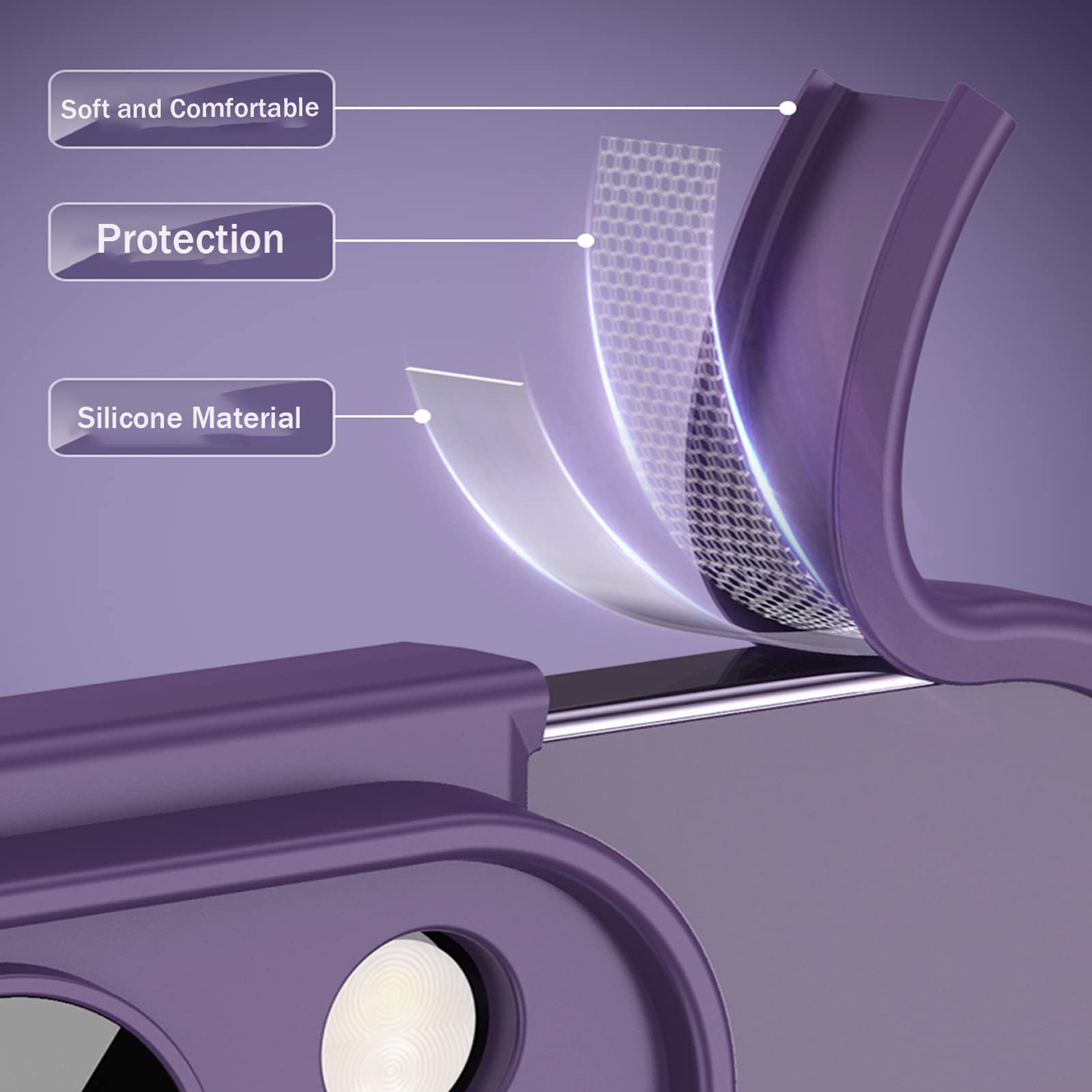 Losin Compatible with iPhone 14 Pro Max Case Borderless Design Camera Lens Protection Thin Lightweight Soft Silicone Frameless Case Shockproof Bumper Cover for iPhone 14 Pro Max 6.7 inch, Purple