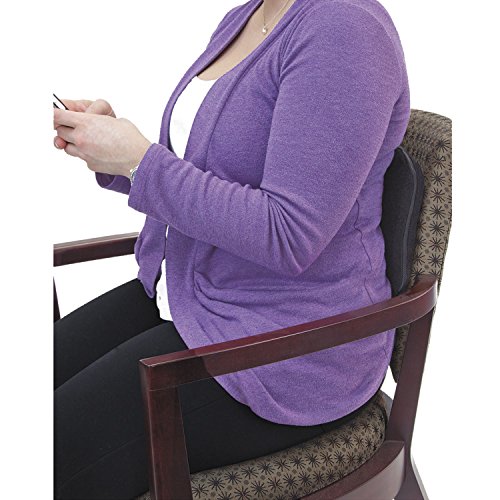 Master Caster 92061 Deluxe Lumbar Support Cushion W/Memory Foam, 12 1/2W X 2 1/2D X 7 1/2H, Black