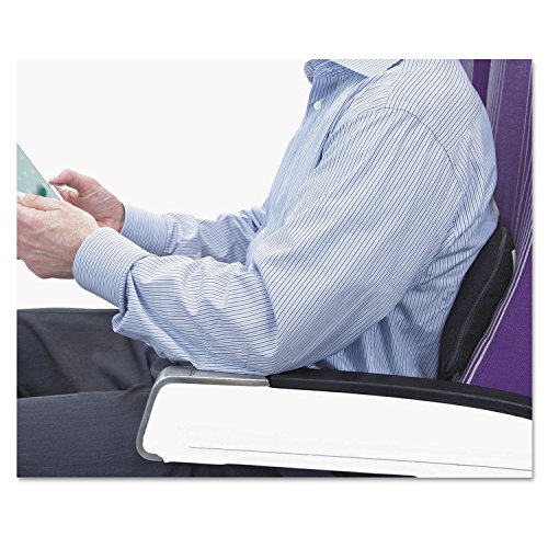 Master Caster 92061 Deluxe Lumbar Support Cushion W/Memory Foam, 12 1/2W X 2 1/2D X 7 1/2H, Black