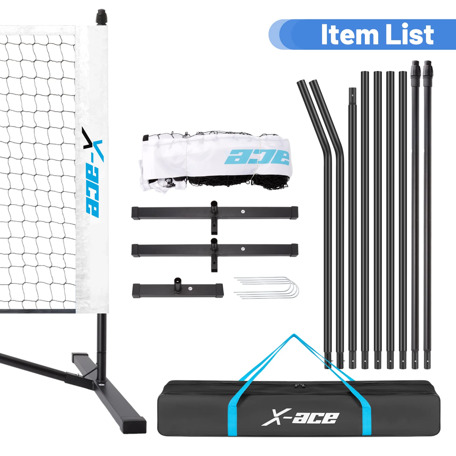 X-ACE Portable Badminton Net 20FT- Adjustable Height Badmitton Net for Tennis, Soccer Tennis, Pickleball- Durable Construction&Easy Set-Up (2023NET)