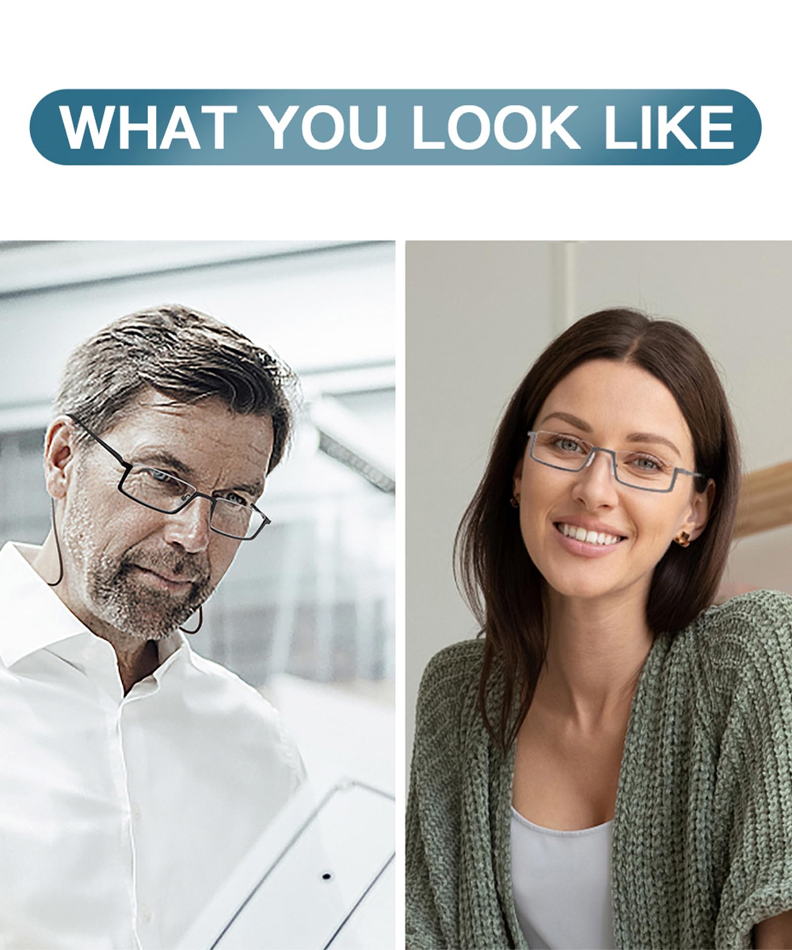 SDPIQDS 2 Pairs Half Moon Frame Reading Glasses Blue Light Blocking,Semi Rim Spring Hinge Metal Readers with Cases Women Men 2.0X