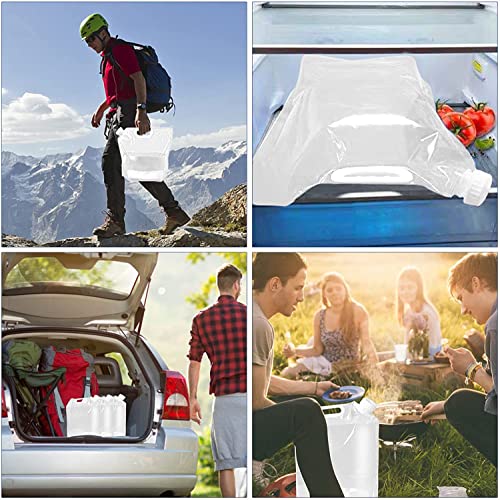 Water Storage Bag Foldable Container Handle Carrier Jugs Storing Wash Station Tank BPA Free Transparent Cube Emergency Survivals Freezer Cateen 1.3/2.6 Gallons