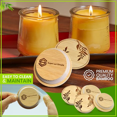 4 Oui Yogurt Jar Lids With Beautiful Olive Branches Pattern. Made of Bamboo Wood with Food Grade Silicone Sealing Ring. Durable, Food-Safe, Airtight Fit. Oui Yogurt Jar Lids for Regular or Petite Jars