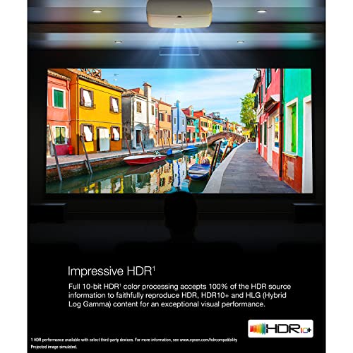 Epson Home Cinema LS11000 4K PRO-UHD Laser Projector, HDR, HDR10+, 2,500 Lumens Color & White Brightness, HDMI 2.1, Motorized Lens, Lens Shift, Focus, Zoom, 3840 x 2160, 120 Hz, Home Theater, Gaming