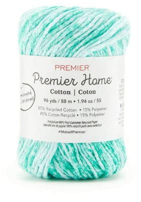 Premier Home Cotton Yarn 3-Pack - 1.94 Oz - Medium 4 - Bundle with Bella's Crafts Stitch Markers (Spring Green Splash)