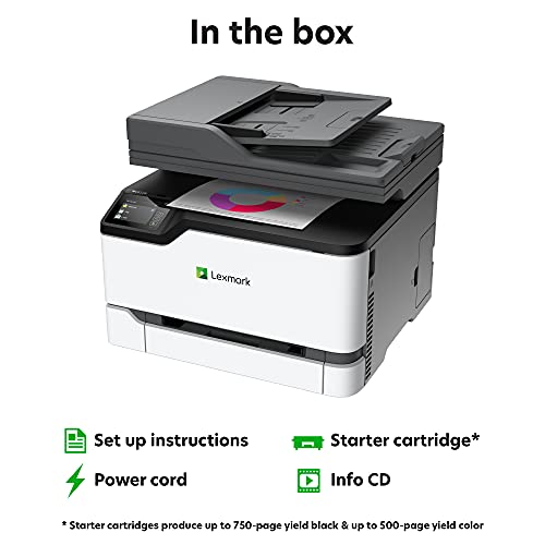 Lexmark MC3326i Color Multifunction Laser Printer with Print, Copy, Scan and Wireless Capabilities, Two Sided Printing with Full Spectrum Security and Prints Up to 26ppm (40N9660)