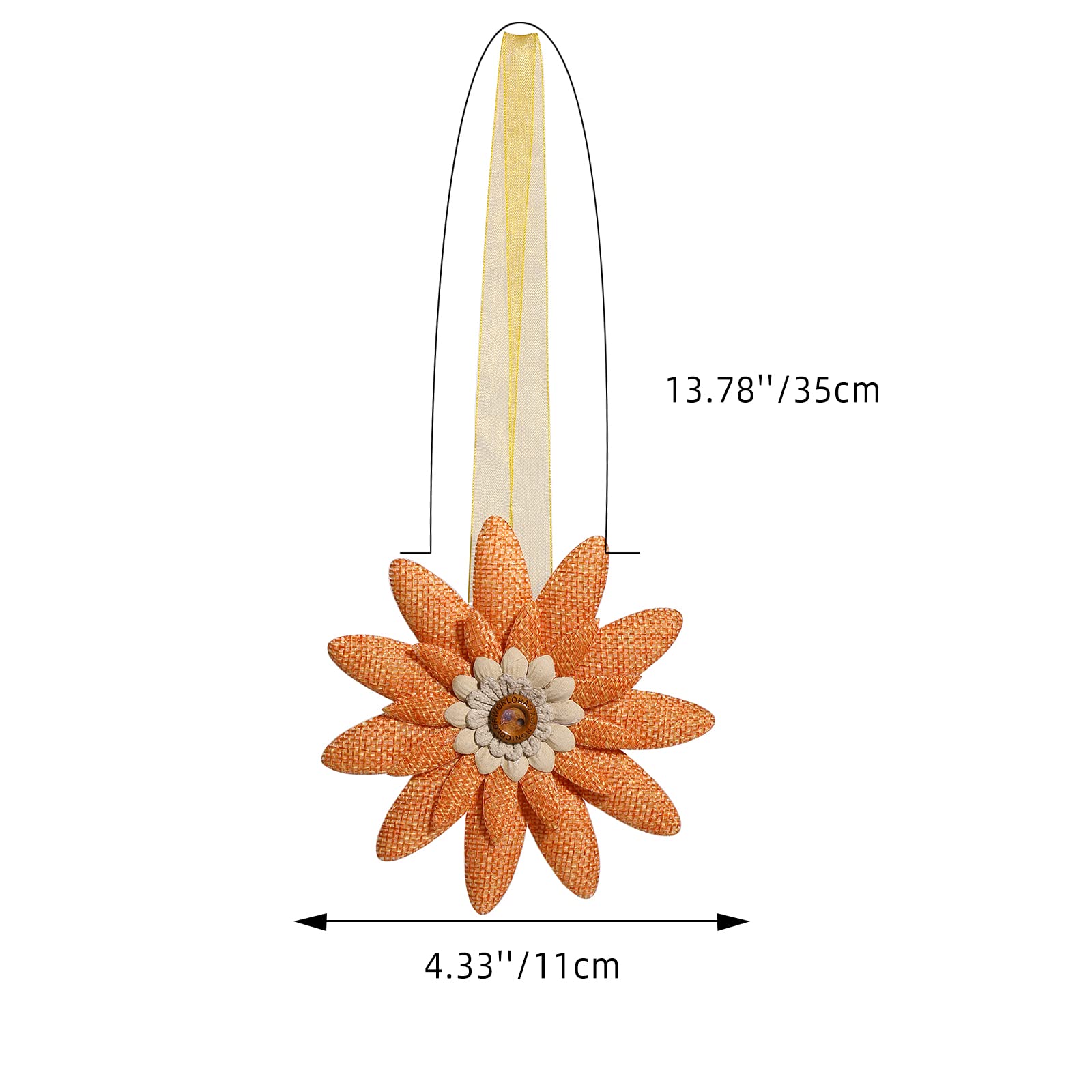 SUQ I OME 1 Pair of Rustic Handmade Sunflower Curtain Clips Curtain Tiebacks Accessory Curtain Holder Curtain Holdbacks for Home Office Decoration(Orange)