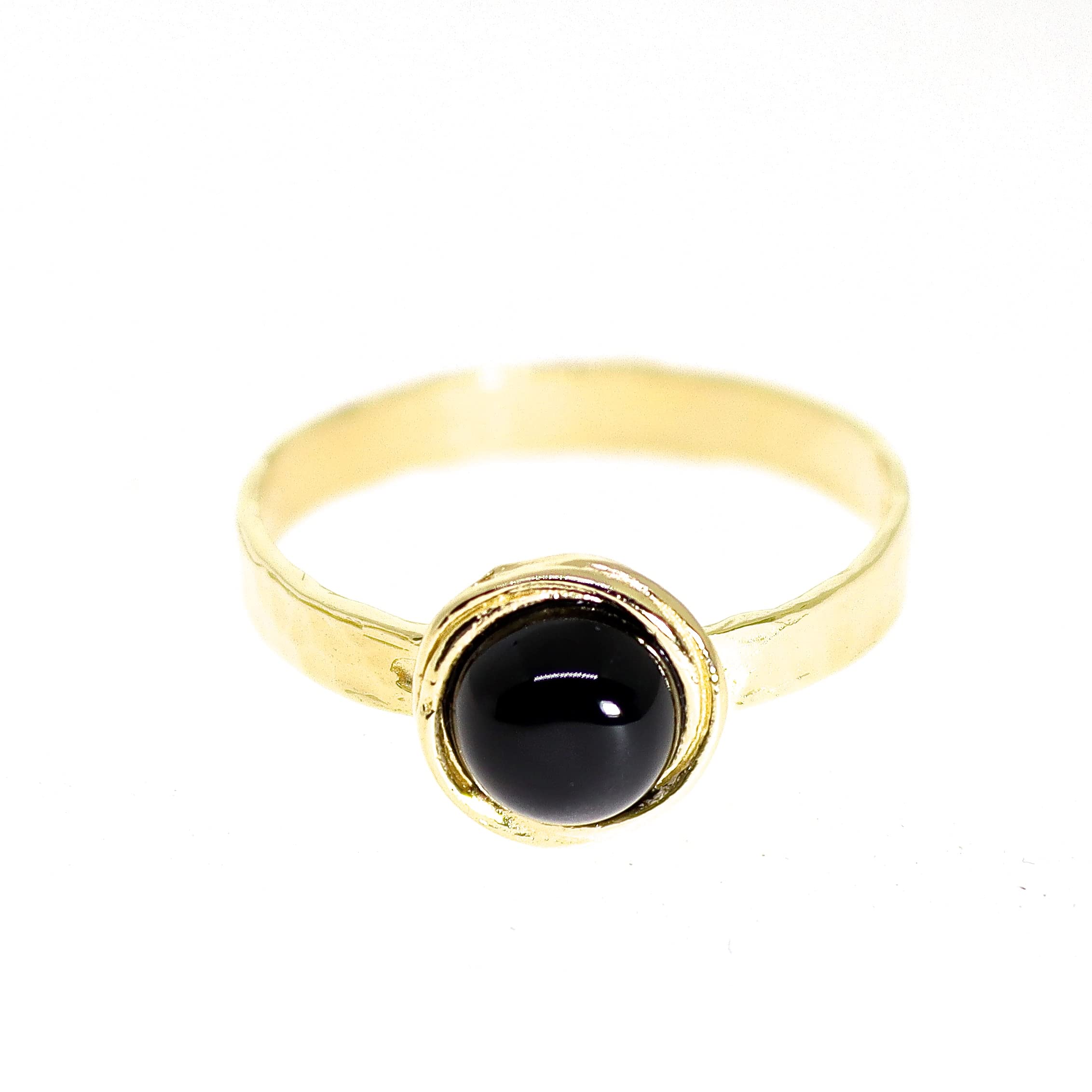 Black stone gold ring, Onyx gold ring, 14k gold plating stone ring band, Stacking stone ring, Small stone gold ring (onyx, 6)