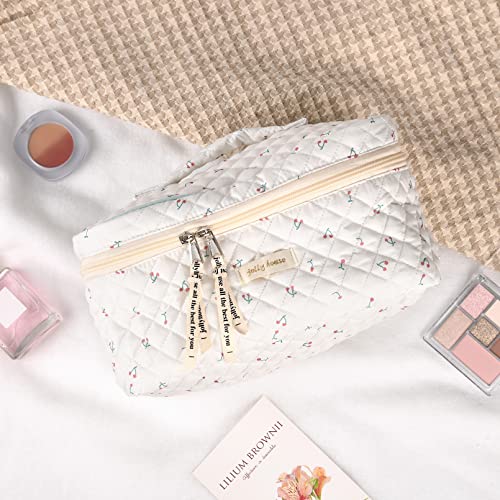 SOIDRAM Coquette Makeup Bag Coquette Aesthetic Cosmetic Bag Large Travel Makeup Organizer Cute Pouch Cotto Kawaii Toiletry Bag