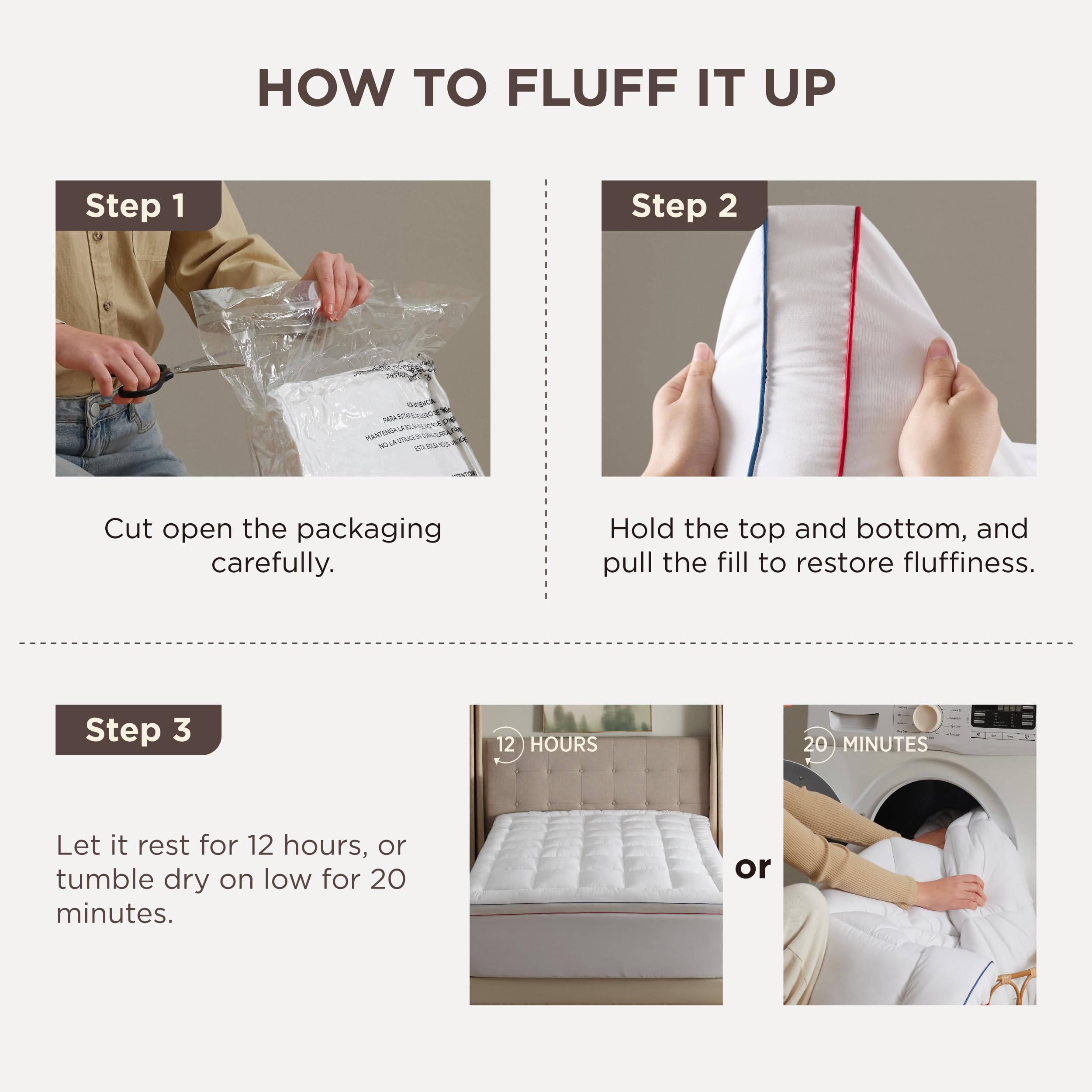 Bedsure Twin XL Mattress Topper Dorm Bedding - Extra Thick Mattress Pad Cover with Deep Pocket, Plush Soft Pillow-Top Bed Topper for Back Pain Relief, Overfilled with Down Alternative Filling, White