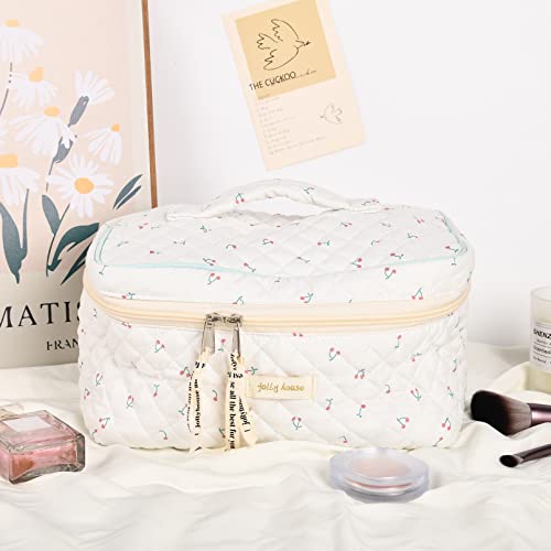 SOIDRAM Coquette Makeup Bag Coquette Aesthetic Cosmetic Bag Large Travel Makeup Organizer Cute Pouch Cotto Kawaii Toiletry Bag