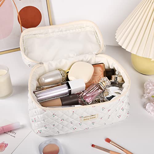 SOIDRAM Coquette Makeup Bag Coquette Aesthetic Cosmetic Bag Large Travel Makeup Organizer Cute Pouch Cotto Kawaii Toiletry Bag