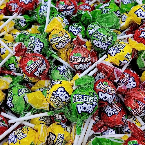 Ferrara Lemonhead and Friends Mini Sour Lollipops - Bulk Lemonhead, Applehead, Cherryhead Assorted Lollipops Individually Wrapped - Bulk Pack - 2 Pound