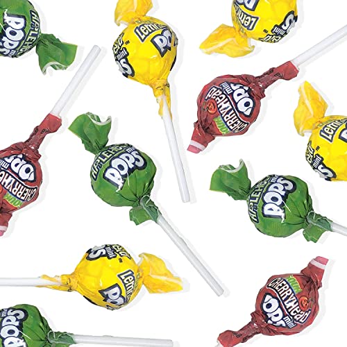 Ferrara Lemonhead and Friends Mini Sour Lollipops - Bulk Lemonhead, Applehead, Cherryhead Assorted Lollipops Individually Wrapped - Bulk Pack - 2 Pound