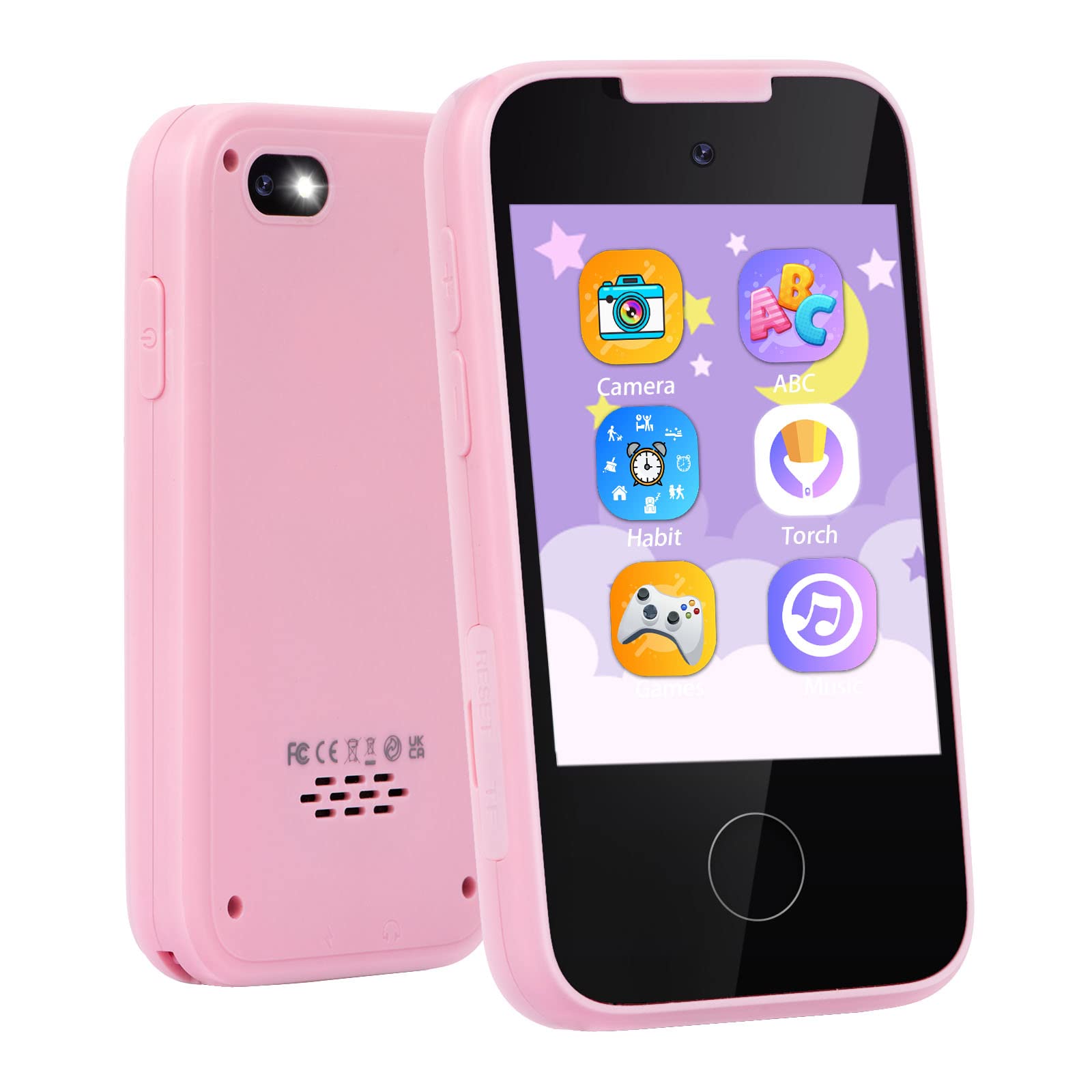 Kids Phone Toys for 3-6 Year Olds Girls, Touchscreen Kids Cell Phone with Dual Camera, MP3 Music Player, Games, Habit Tracker Kids Toddler Phone Learning Toy Birthday Gifts for Girls Age 3 4 5 6 7 8