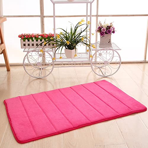 HOMJON Memory Foam Bath Mat, 31.5x19.8 Inches Anti-Slip Water Absorption Soft Bathroom Rugs Bath Bathroom Kitchen Floor Shower Carpet - Rose Red