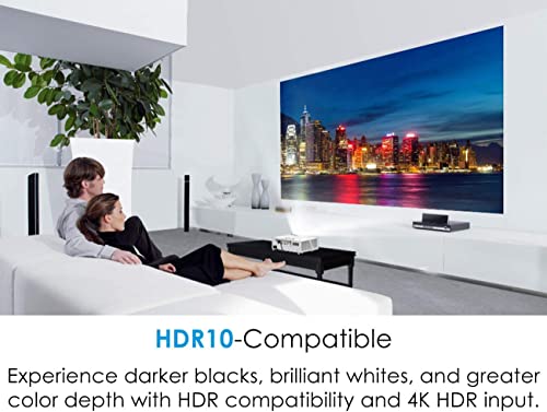 Optoma GT1090HDRx Short Throw Laser Home Theater Projector | 4K HDR Input | Reliable Lamp-Free Operation 30,000 Hours | Bright 4,200 Lumens for Day and Night Viewing