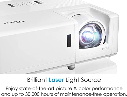 Optoma GT1090HDRx Short Throw Laser Home Theater Projector | 4K HDR Input | Reliable Lamp-Free Operation 30,000 Hours | Bright 4,200 Lumens for Day and Night Viewing