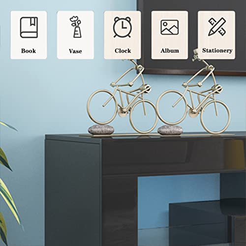 Rayblow 55" Flat Screens Entertainment Center High Glossy TV Stand for Living Room Modern Media TV Console Cabinet with LED Light & Storage Drawers Unit, Black