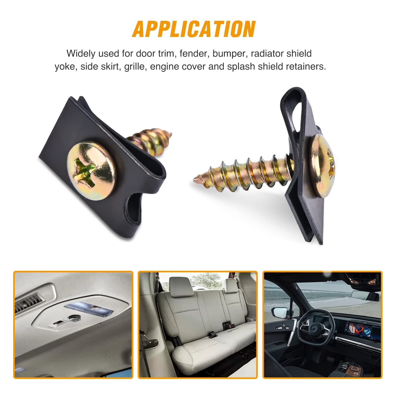 GOOACC 170Pcs Car U-Clip and Screw Assortment Kit 9 Different Sizes Automotive U Nut and Screw Clip Replacement Parts for Dash Door Panel Interior