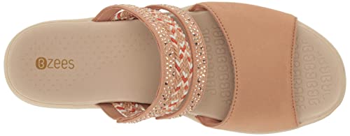 BZees Womens Fireworks Wedge Sandal Cafe Tan Woven 8 M