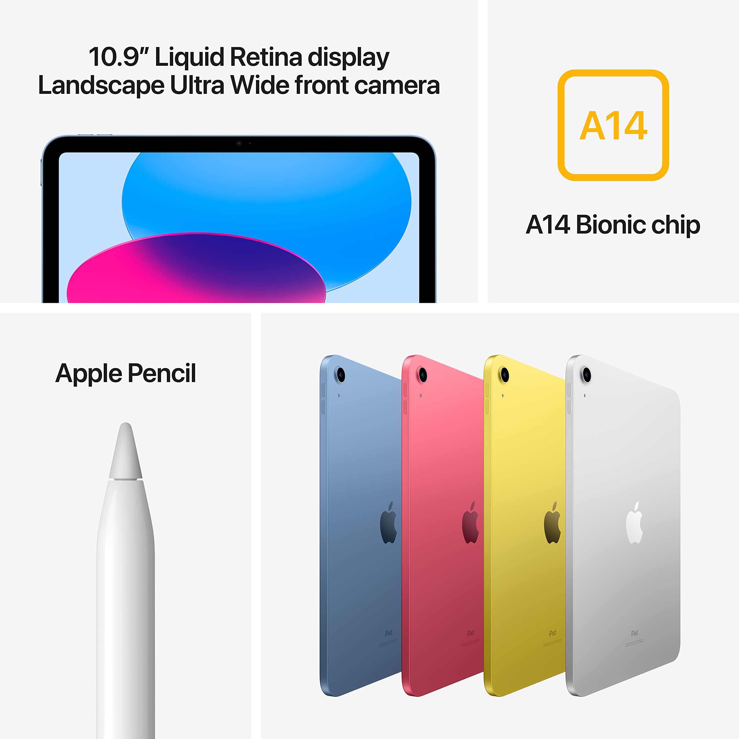 2022 Apple iPad (10.9-inch, Wi-Fi, 256GB) - Yellow (Renewed)