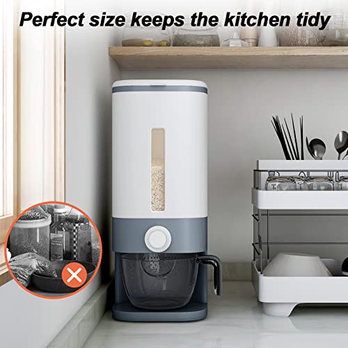 25Lbs Rice Dispenser, Large Grain Container Storage with Lid Measuring Cylinder Moisture Proof Household Cereal Dispenser Bucket for Kitchen Soybean Corn