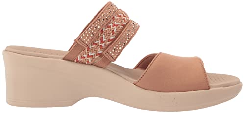 BZees Womens Fireworks Wedge Sandal Cafe Tan Woven 8 M