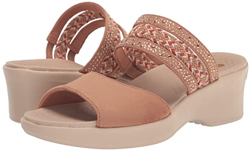 BZees Womens Fireworks Wedge Sandal Cafe Tan Woven 8 M