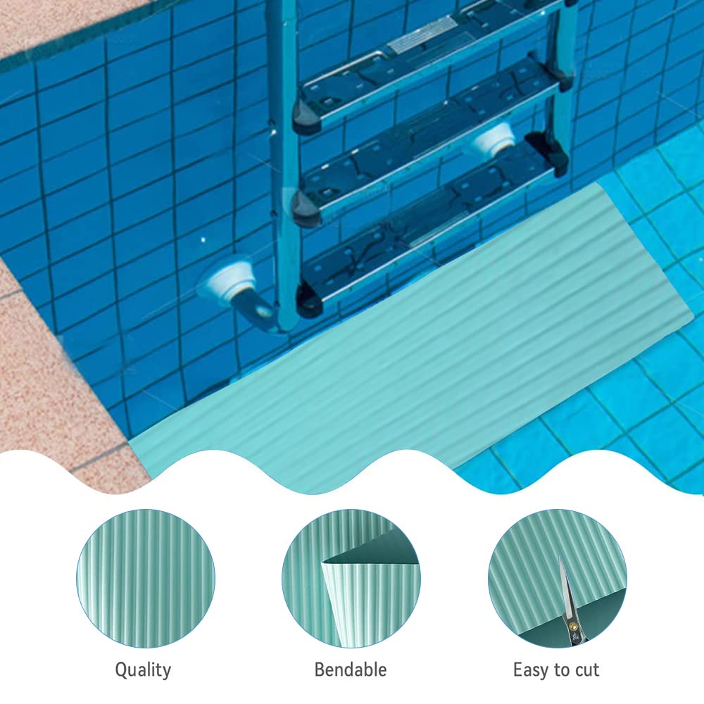 YUEWO 2 Rolls Swimming Pool Ladder Mat, Non-Slip Pool Step Mat, Protective Pool Ladder Pad Step Mat with Non-Slip Textur for Above Ground Swimming Pool Steps (Green, 9x36in)