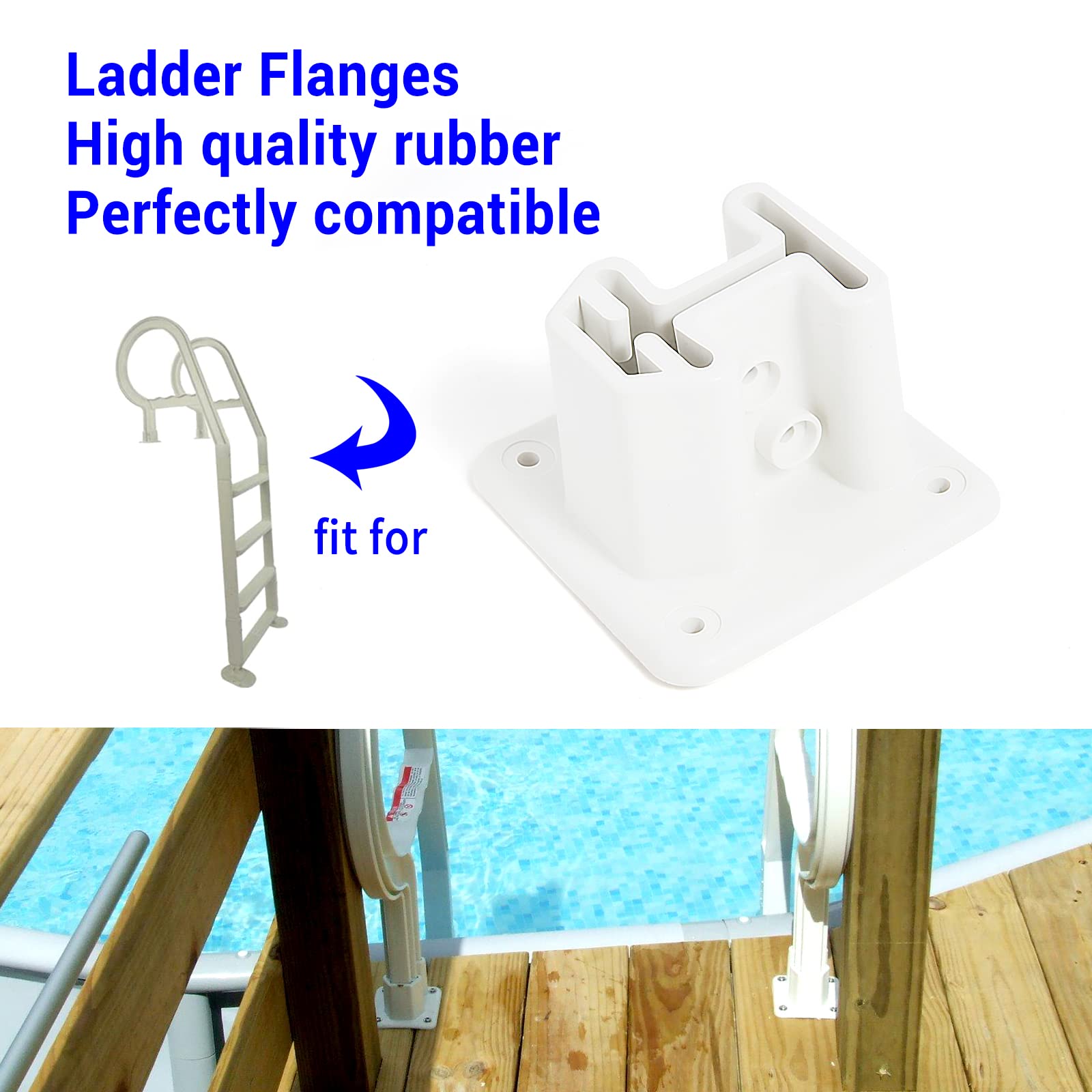 Pool Ladder Flanges for Heavy Duty Resin in-Pool above Ground Swimming Pool Ladder (2 Pack)