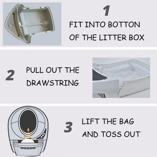 Cat Litter Box Liners, Replacement Waste Drawer Liners Compatible with Litter-Robot 3, 80 Count Drawer Liners for Cat Litter Box Self Cleaning, Drawstring Litter Liner Bags,Easy Clean Up