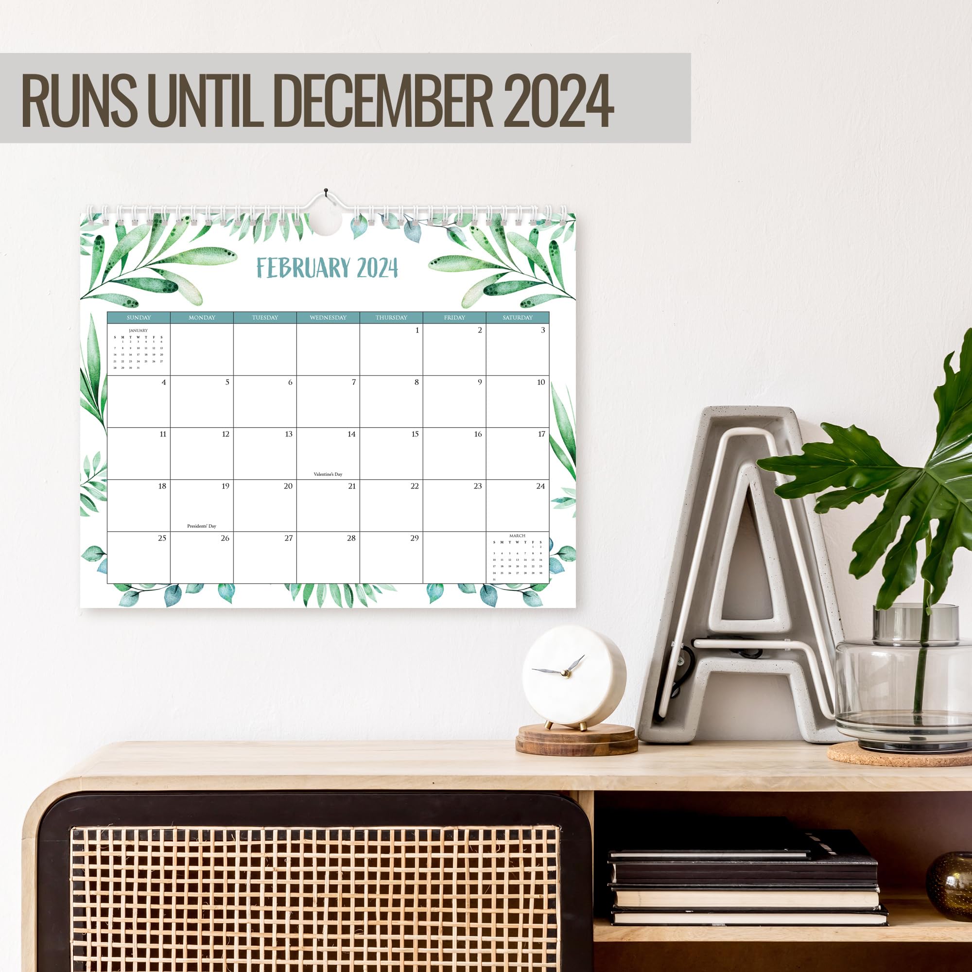 Aesthetic Greenery 2024 Wall Calendar - Runs from June 2023 Until December 2024 - The Perfect 23-24 Spiral Calendar and Monthly Planner for Easy Organizing