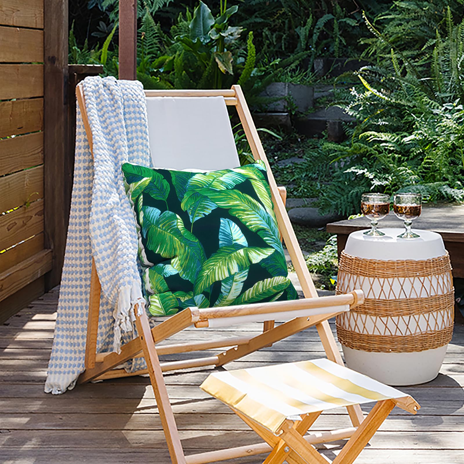 TWLEAR Outdoor Throw Pillow Covers 18”x18”, Decorative Pillow Covers for Patio Furniture, Modern Cushion Cases for Garden Couch Home Sofa Bed Office Chair, Pack of 2, Hanalei Lagoon