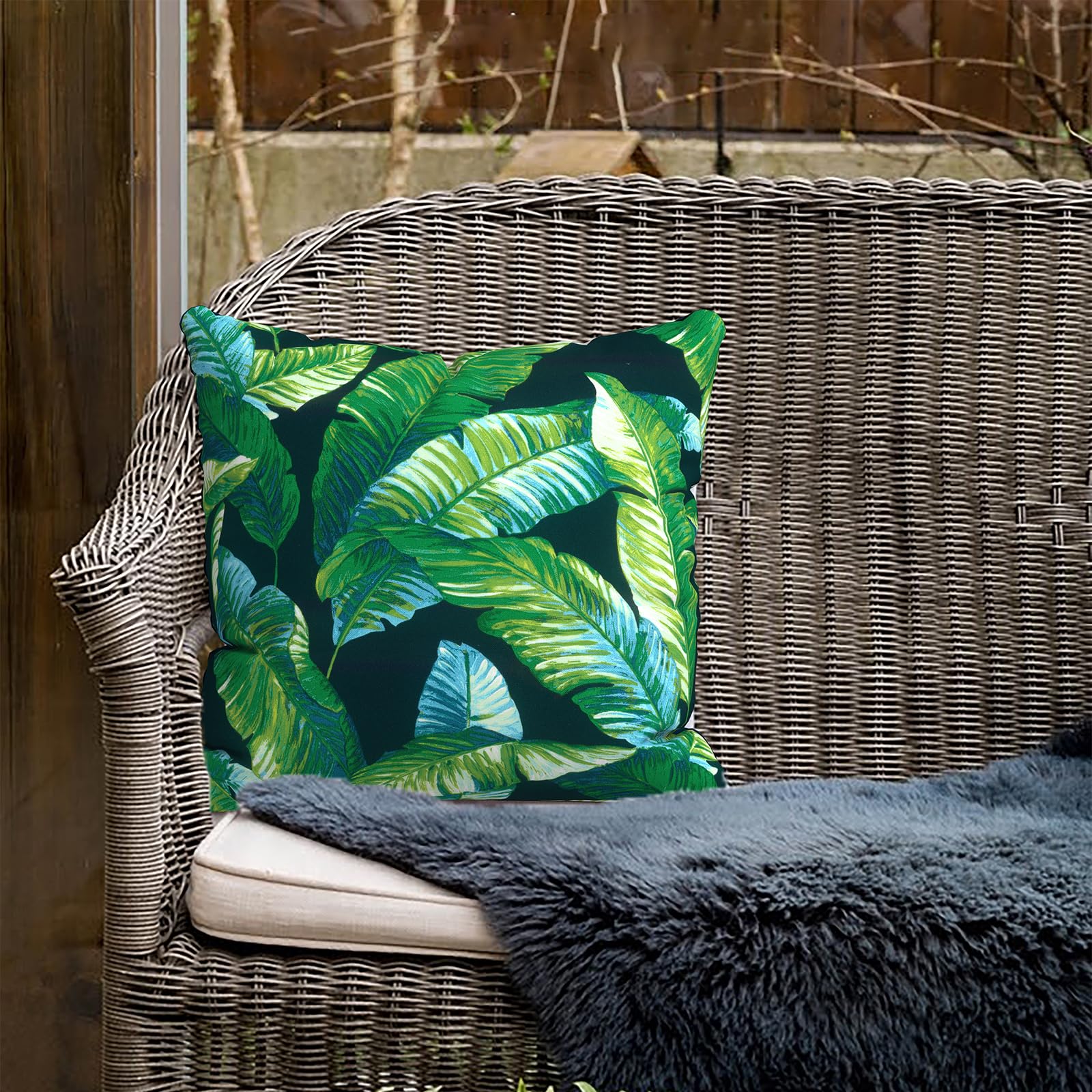TWLEAR Outdoor Throw Pillow Covers 18”x18”, Decorative Pillow Covers for Patio Furniture, Modern Cushion Cases for Garden Couch Home Sofa Bed Office Chair, Pack of 2, Hanalei Lagoon