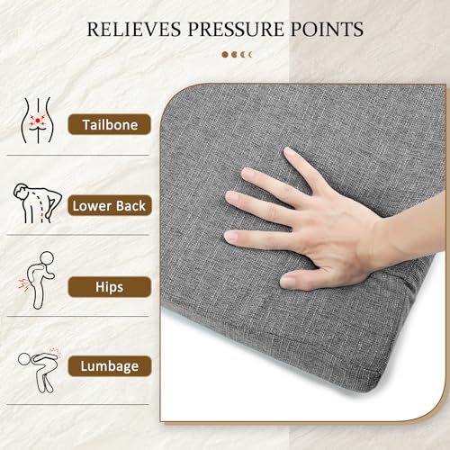 LOVTEX Chair Cushions for Dining Chairs 6 Pack - Memory Foam Chair Pads with Ties and Non-Slip Backing - Seat Cushion for Kitchen Chair 16x16x2, Dark Gray