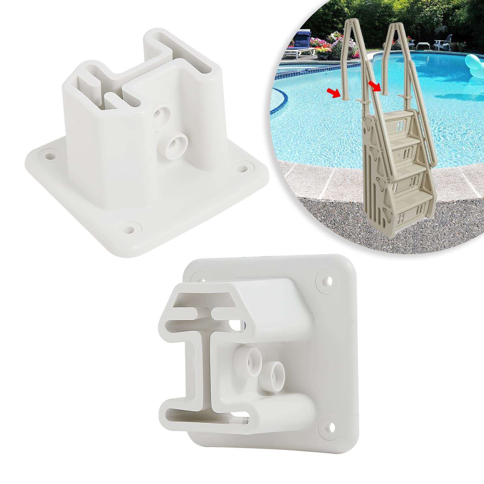 Pool Ladder Flanges for Heavy Duty Resin in-Pool above Ground Swimming Pool Ladder (2 Pack)