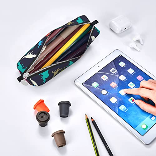 QICENIT Dinosaur Stationery Bag with Zipper Pen Bag Makeup Pouch Office Storage Bag Portable Travel Toiletry Pouch for Men Women