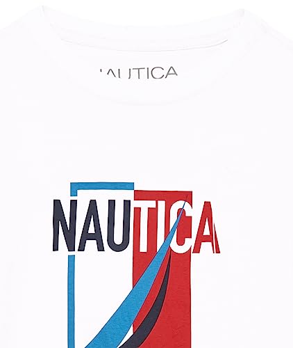 Nautica Boys' Short Sleeve Graphic Crew Neck T-shirt, Boxtrot Bright White GB09, 8