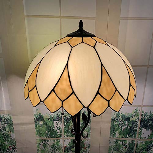 Bieye L10731 Lotus Flower Tiffany Style Stained Glass Floor Lamp with 16-inch Lampshade, 61-inch Tall