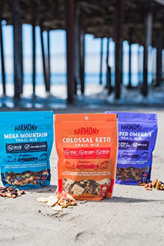 Harmony Trail Mix Variety Pack with 13-Oz. Mega Mountain, 10-Oz. Colossal Keto, and 10-Oz. Amped Omega-3 Trail Mix