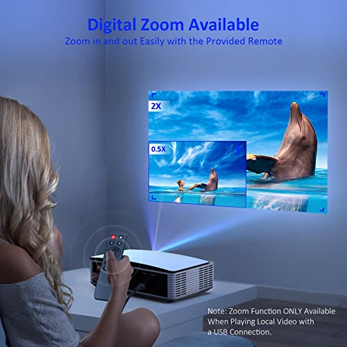 NexiGo PJ30 Outdoor Projector, 450 ANSI Lumens, Native 1080P, Dolby_Sound Support, Movie Projector with WiFi and Bluetooth 5.1, Compatible w/TV Stick,iOS,Android,Laptop,Console
