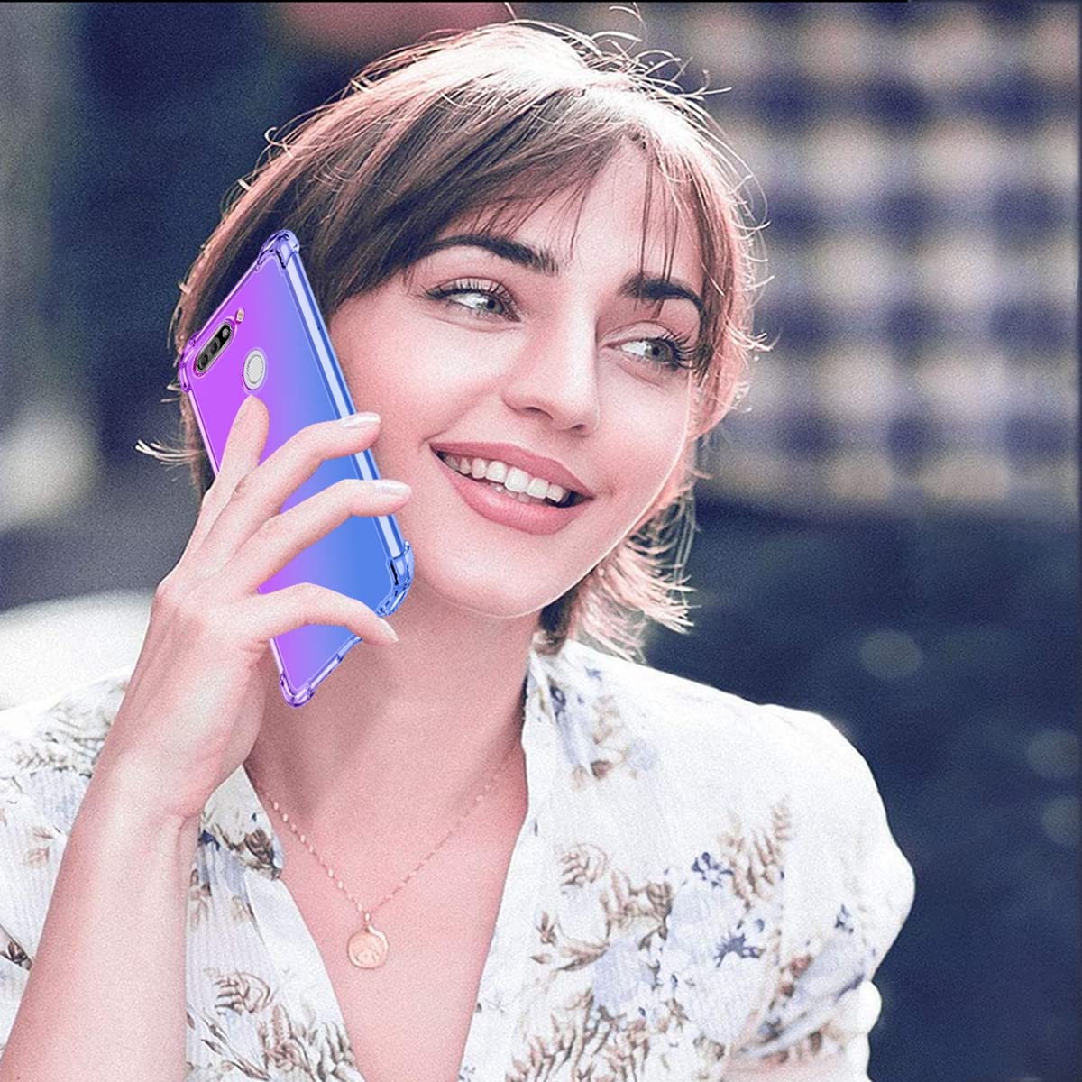 Gufuwo Case for Y7 2018/Y7 Prime 2018/Y7 Pro 2018/Honor 7C/Enjoy 8 Cute Case Girls Women, Gradient Slim Anti Scratch Soft TPU Phone Cover Shockproof Protective Case for Huawei Y7 2018 (Purple/Blue)