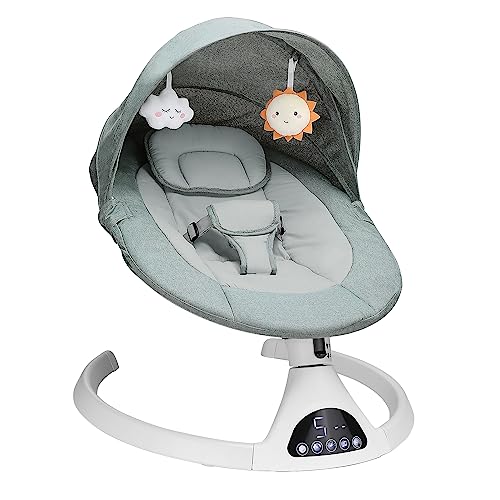 T TICCI Baby Swings for Infants, 5 Speed Bluetooth Baby Bouncer, Motorized Bluetooth Swing, Built-in 3 Timer Settings, Music Speaker, Remote Control, 0-6 Months (Pink)