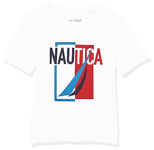 Nautica Boys' Short Sleeve Graphic Crew Neck T-shirt, Boxtrot Bright White GB09, 8