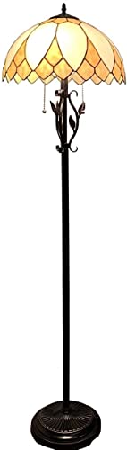 Bieye L10731 Lotus Flower Tiffany Style Stained Glass Floor Lamp with 16-inch Lampshade, 61-inch Tall