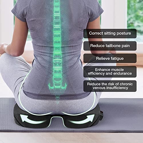 KEPTFIT Intelligent Office Chair Seat Cushion, Sedentary Reminder Gel Memory Foam Desk Car Seat Cushions for Back, Coccyx, Tailbone Pain Relief (Black)
