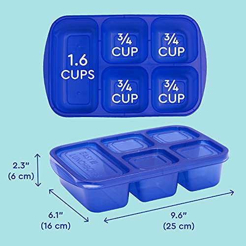 EasyLunchboxes® - Patent-Pending Bento Lunch Boxes - Reusable 5-Compartment Food Containers for School, Work, and Travel, Set of 4, (Jewel Brights)