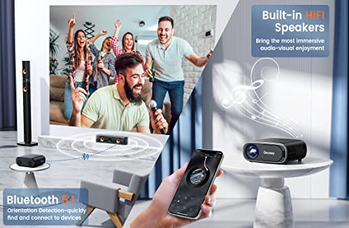 Auto Focus - Projector 5G WiFi Bluetooth with 100'' Screen - Goiaey 480 ANSI 18000L Native 1080P Portable Outdoor Movie Projector 4K Support, Auto 6D Keystone, Video Projector for iOS/Android/TV/PS5